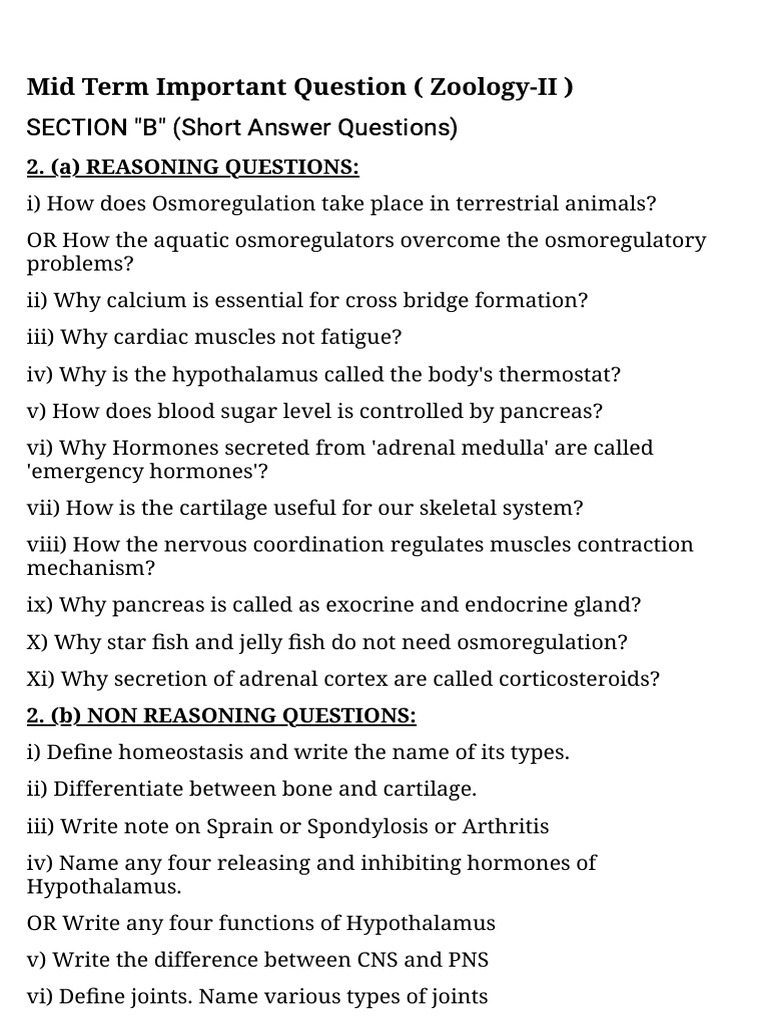 Mid Term's Question (Zoo II) | PDF