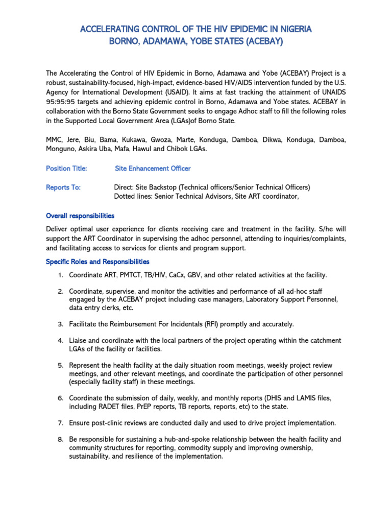 Job Advert_ACEBAY Adhoc Staff FY24 | PDF | Electronic Health Record | Data