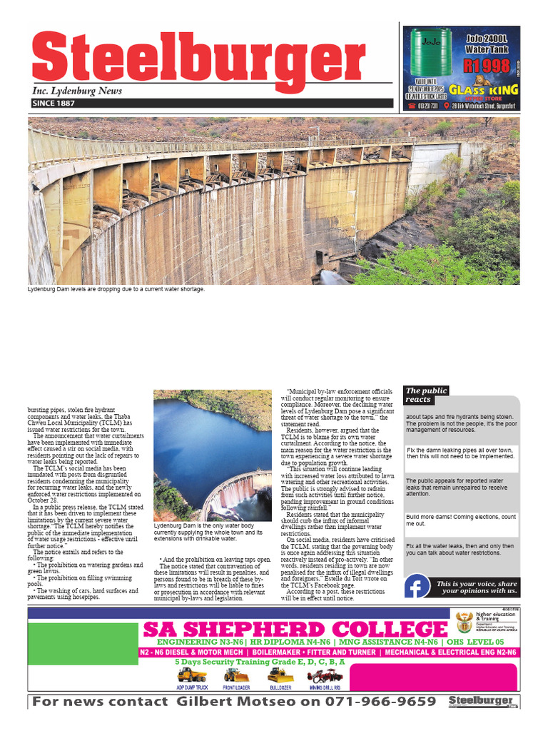 Residents Criticize TCLM Water Restrictions | PDF | African National ...