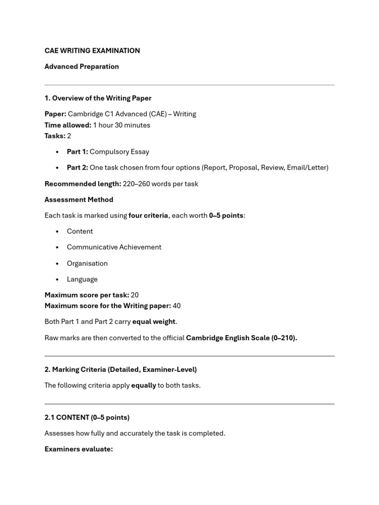 CAE Writing Exam Preparation Guide | PDF | Human Communication