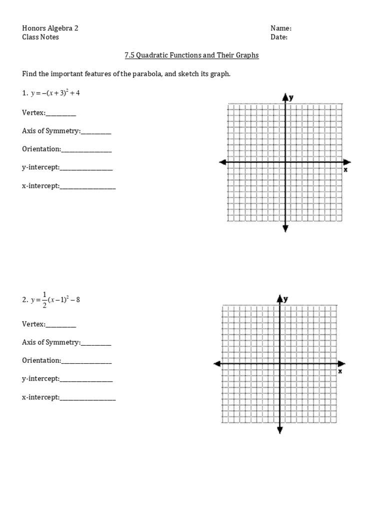HA2_7.5 Quadratic Functions and Their Graphs | PDF | Mathematical ...