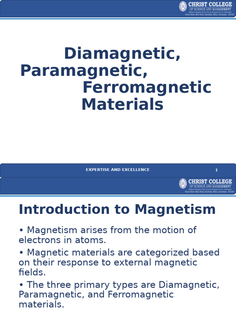 Magnetic Materials Presentation | PDF | Ferromagnetism | Magnetism