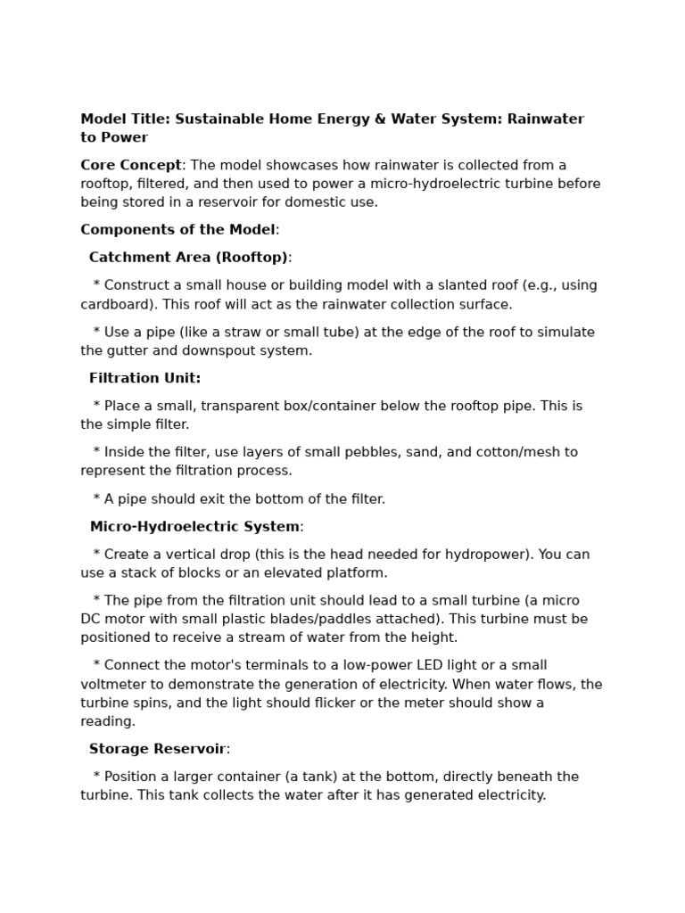 Rainwater Harvesting and Hydroelectricity - Science Exhibition | PDF ...