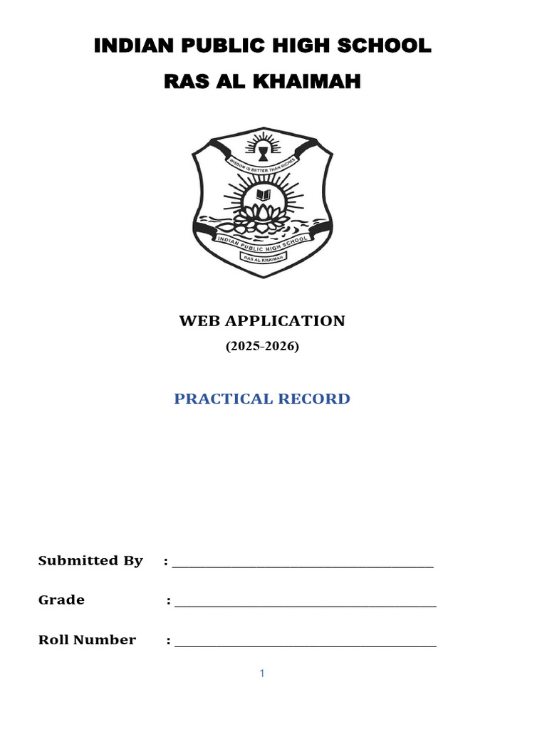 Practical File Front Page 2025-2026 | PDF