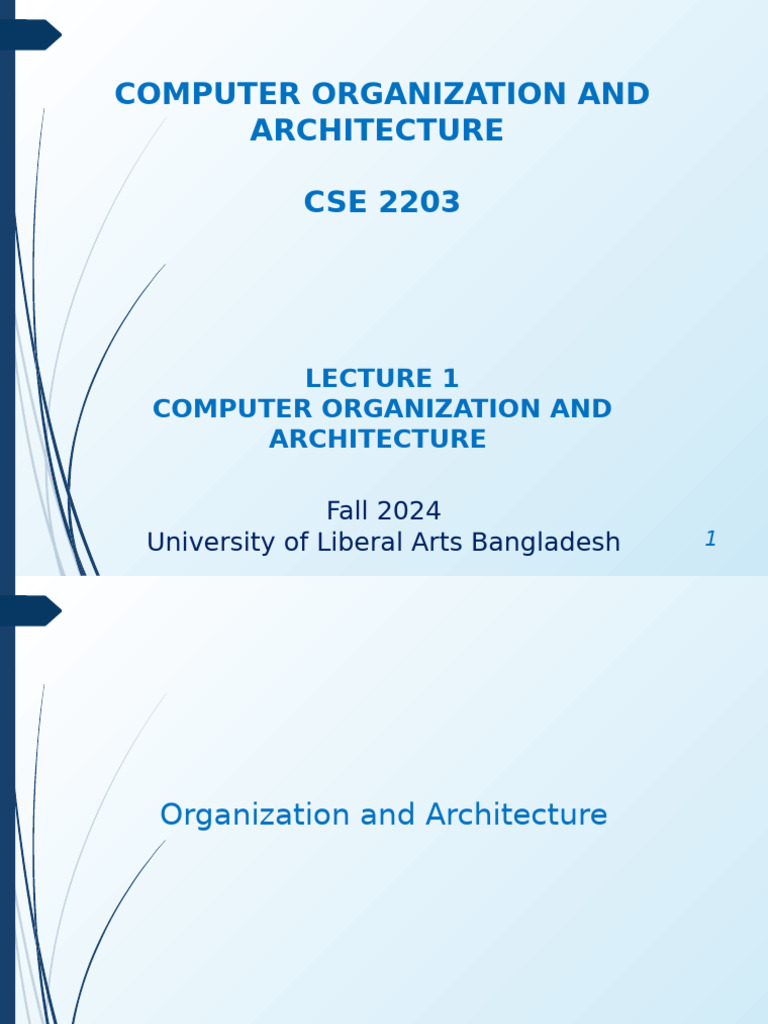 Lecture 1_Computer Organization and Architecture_V2 | PDF | Logic Gate | Digital Electronics