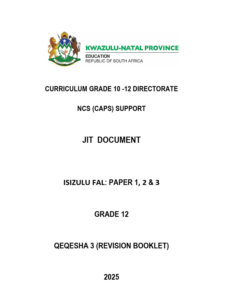 Isizulu FAL Grade 12 Revision Guide | PDF | Pan Africanism | Applied ...
