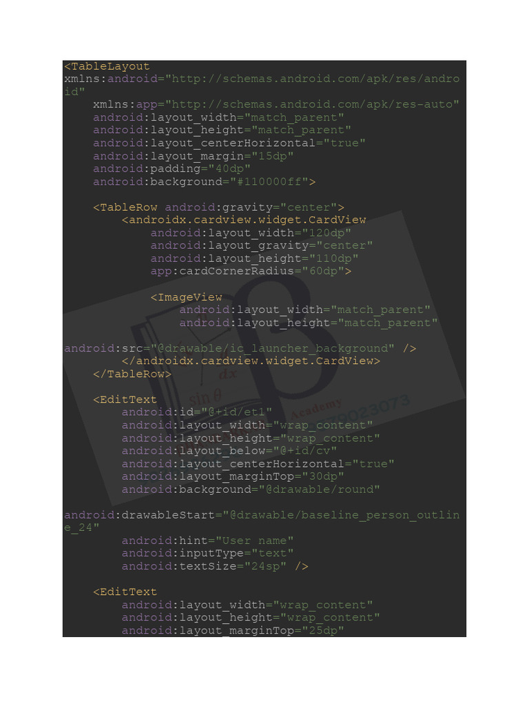 TableLayout Xmlns | PDF