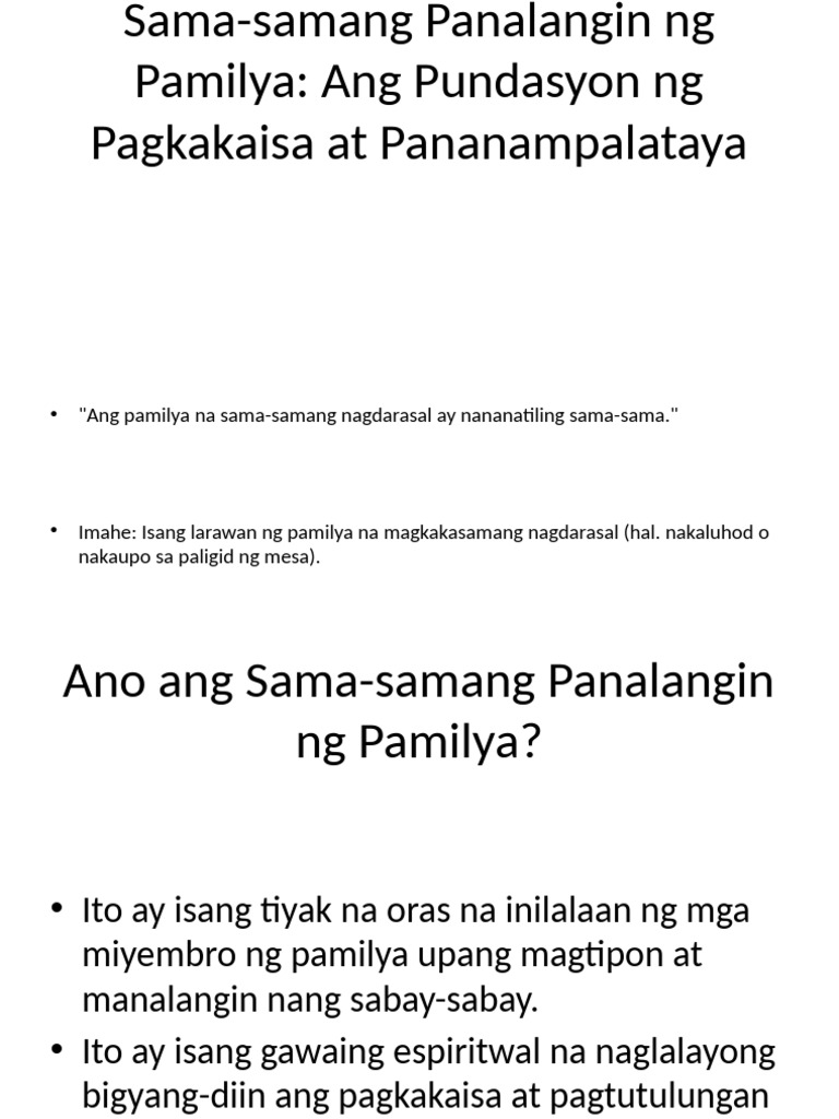 Sama-Samang Panalangin NG Pamilya | PDF