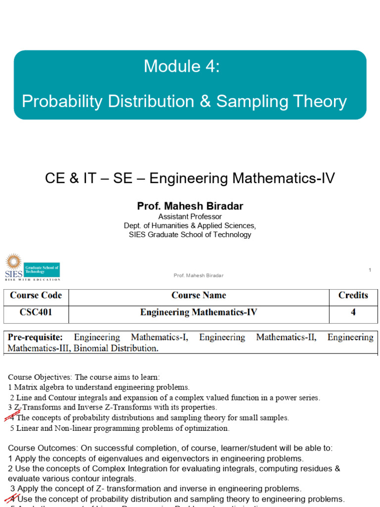 Module4 Probability Distribution IT SE EM-IV FH2024 - Removed | PDF ...