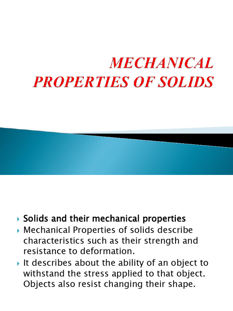 Mechanical Properties of Solids | PDF | Deformation (Engineering ...