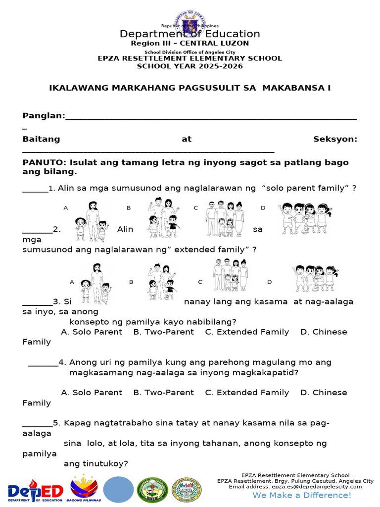 Makabansa 1 Test Paper and Tos | PDF