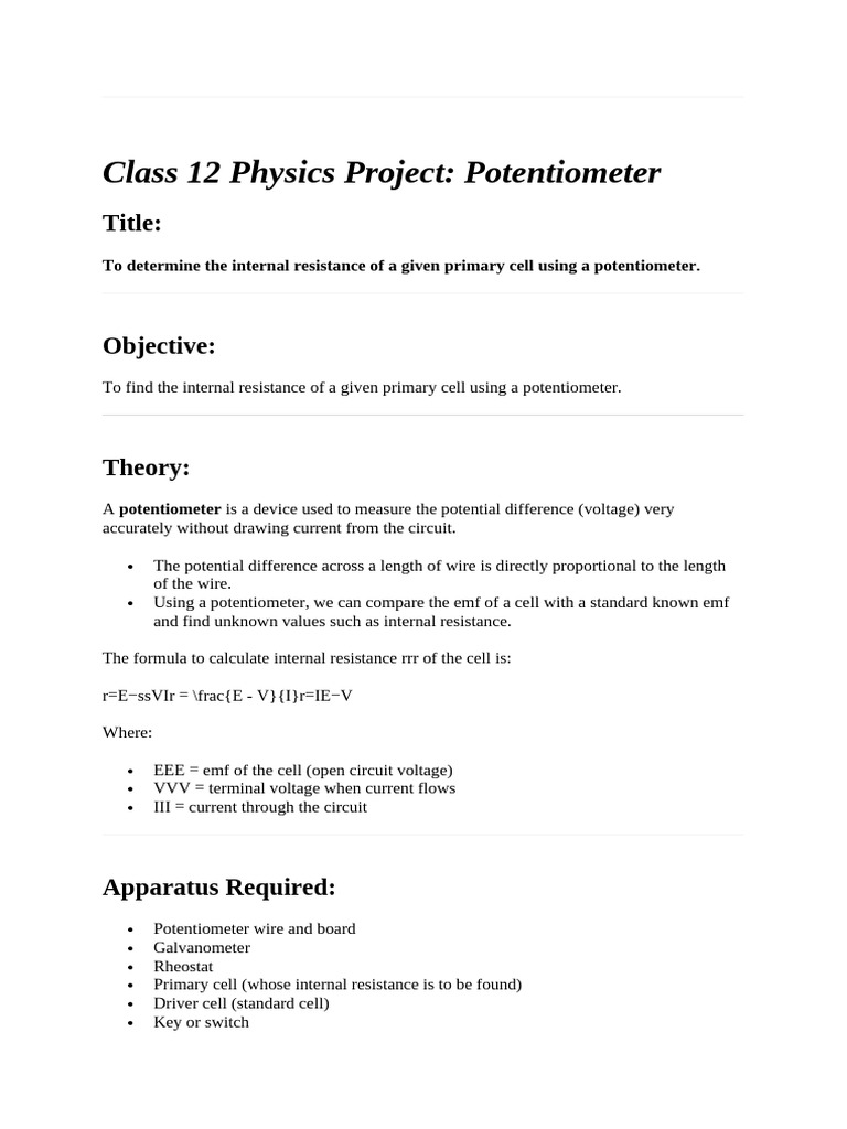 Class 12 Physics Project (1) | PDF | Voltage | Electrical Engineering