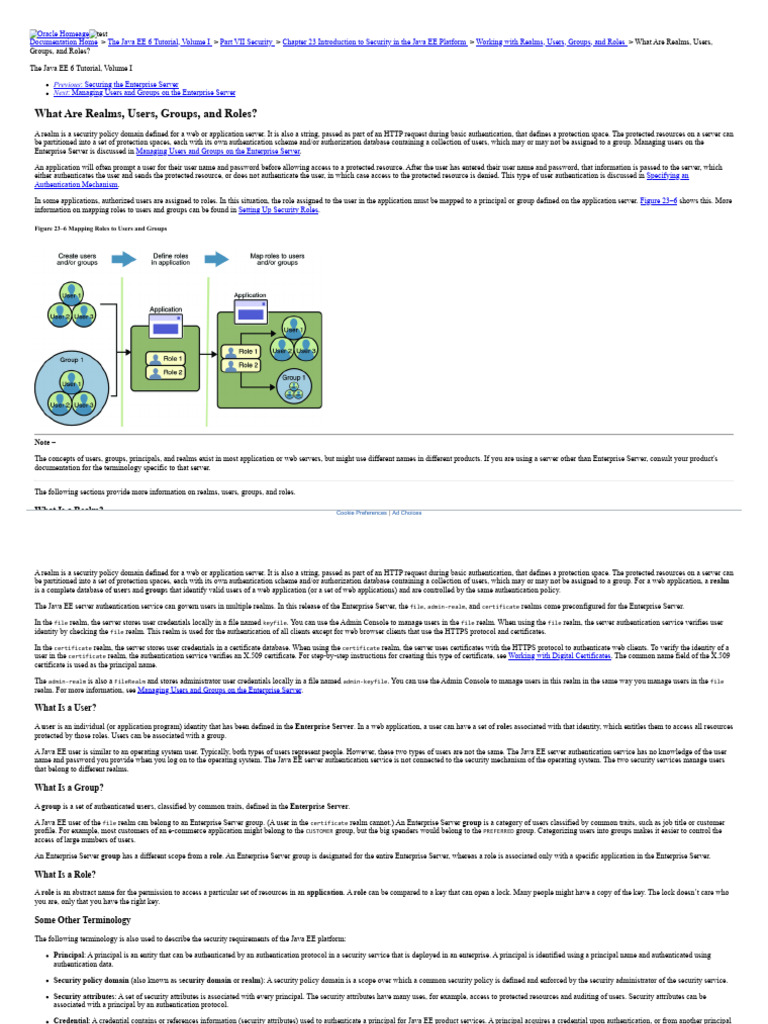 What Are Realms, Users, Groups, and Roles - (The Java EE 6 Tutorial, Volume I) | PDF | World ...