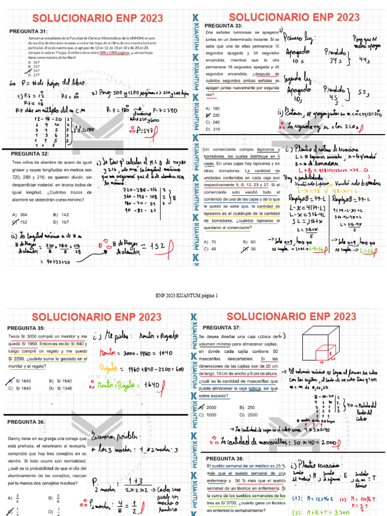 Solucionario ENP 2023 Completo | PDF
