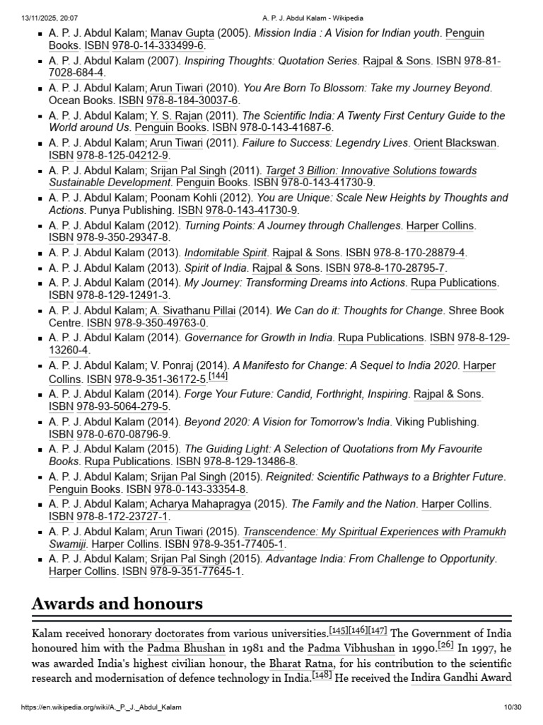 A. P. J. Abdul Kalam's Notable Works | PDF