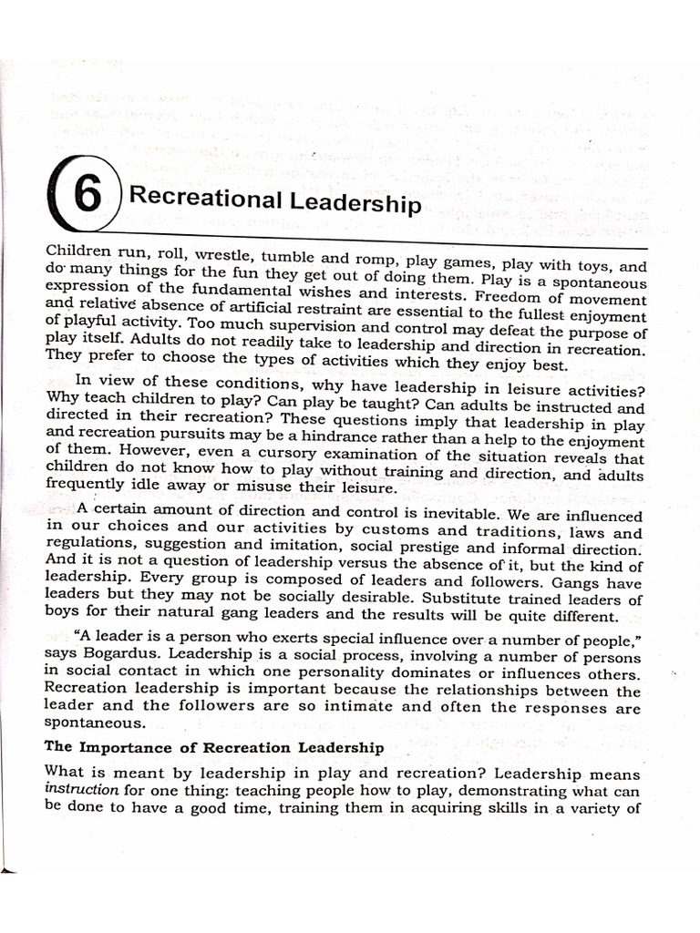 Recreational Leadership | PDF
