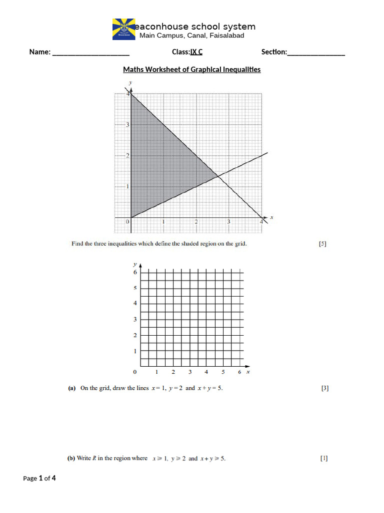 Maths Worksheet: Graphical Inequalities | PDF