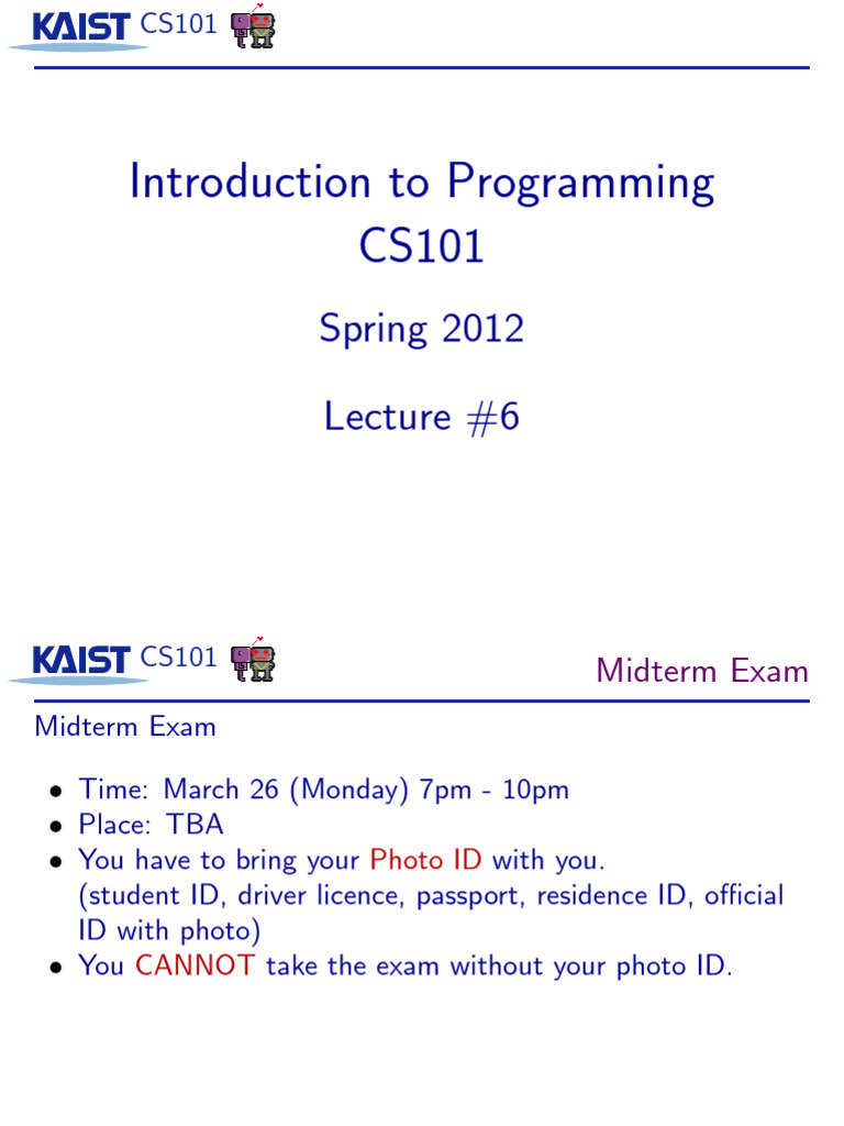Lecture6.Note | PDF | Computer Programming