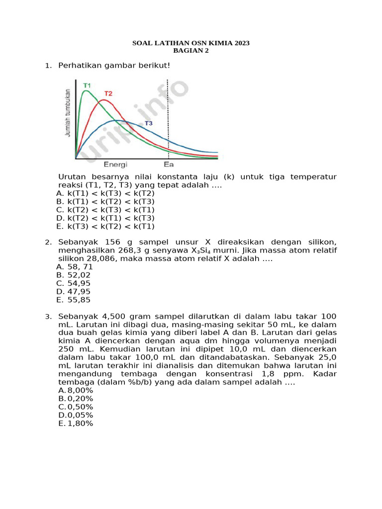 Soal Latihan OSN Kimia 2023 Bagian 2 | PDF