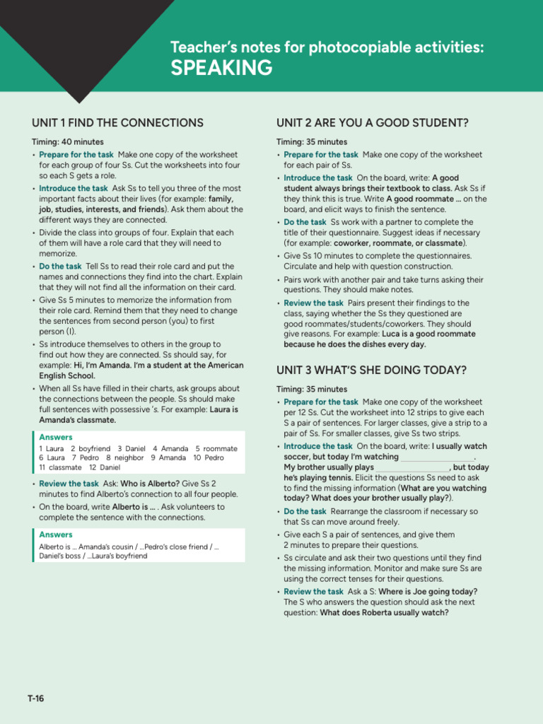Teacher's Guide: Evolve Level 2 Activities | PDF