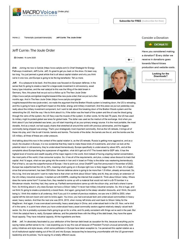 Jeff Currie: The Joule Order | PDF | Opec | Energy Security