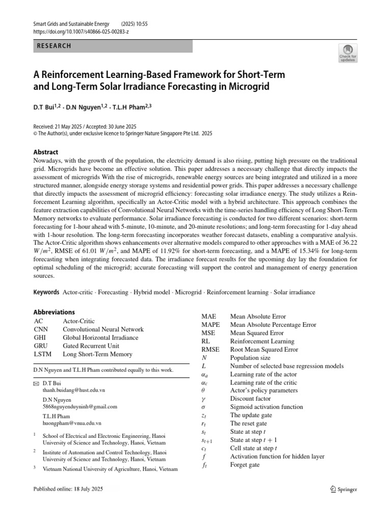 A Reinforcement Learning-Based Framework for Short-Term (1) | PDF | Applied Mathematics ...