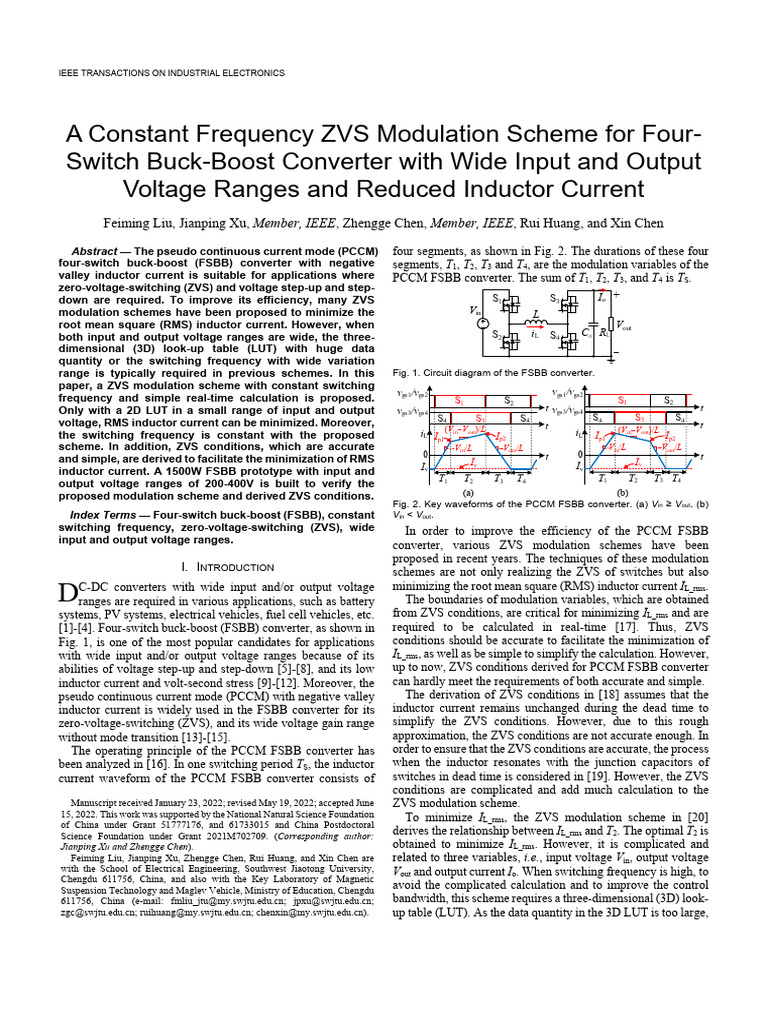 A Constant Frequency ZVS Modulation Scheme For Four-Switch Buck-Boost ...