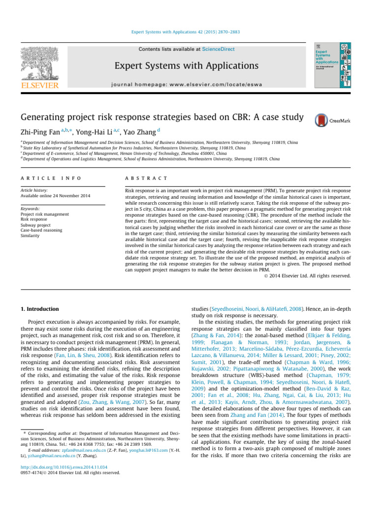 Generating Project Risk Response Strategies Based 2015 Expert Systems ...