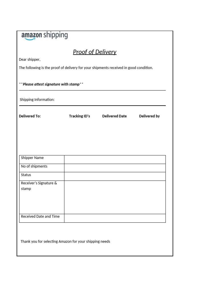 Proof of Delivery Format (POD) | PDF