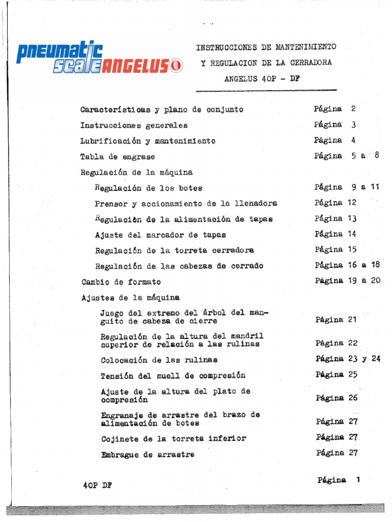 Cerradora Angelus 40p-Instruciones de Mantenimiento y Regulacion | PDF