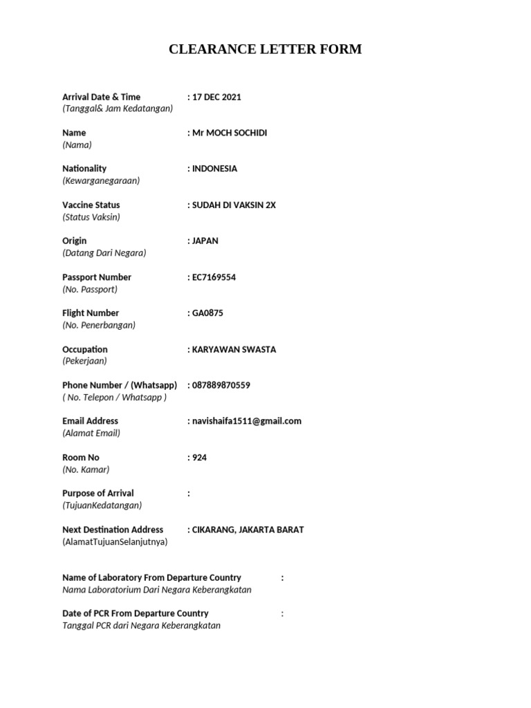 Clearance Letter Form | PDF