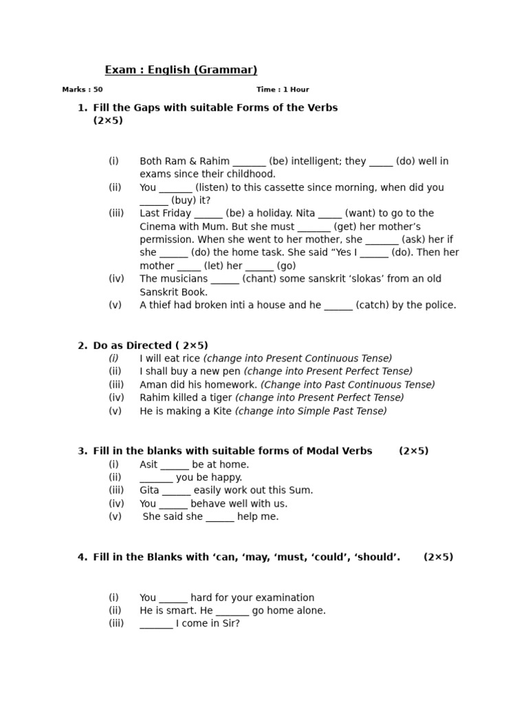 English - Exam Question | PDF