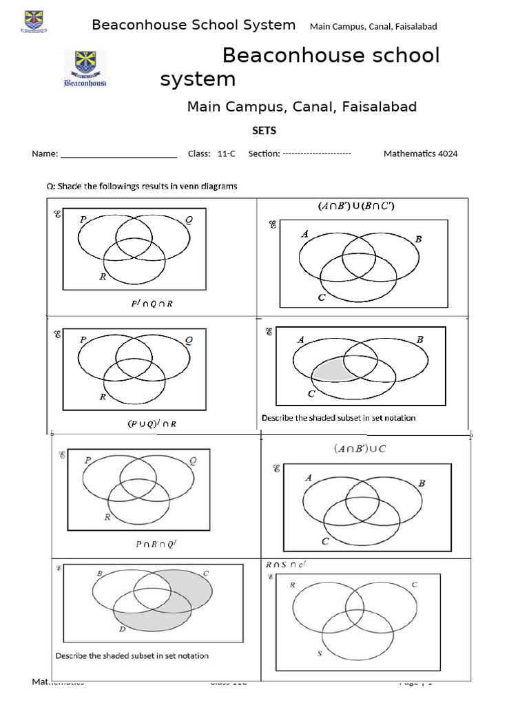 Sets Worksheet 11c | PDF