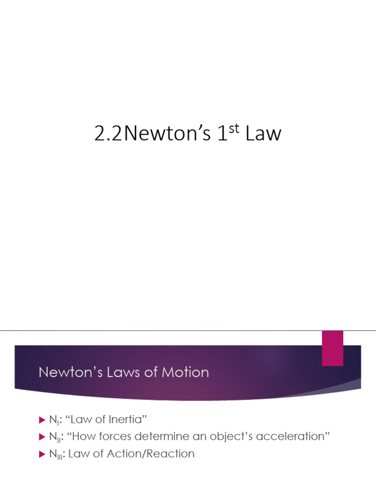 SPH3U 2.2 Newton's First Law | PDF | Acceleration | Newton's Laws Of Motion