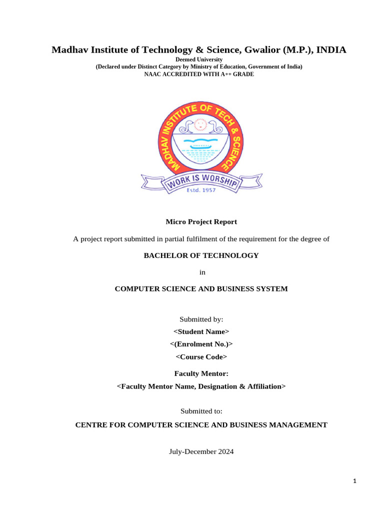 Micro Project Report Sample CSBS | PDF