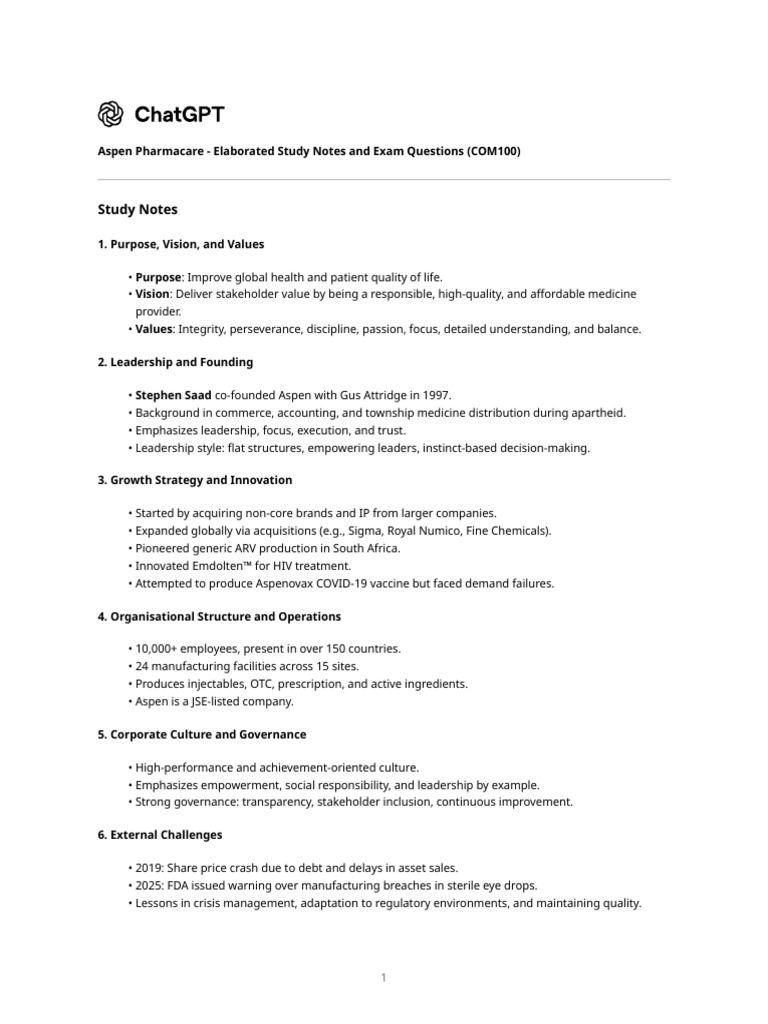 Aspen Notes Exam | PDF | Business