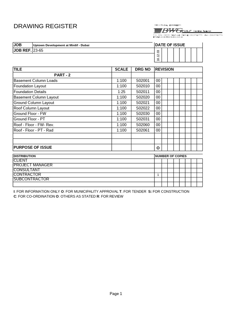 Drawing Register: JOB Date of Issue Job Ref | PDF | Buildings And ...