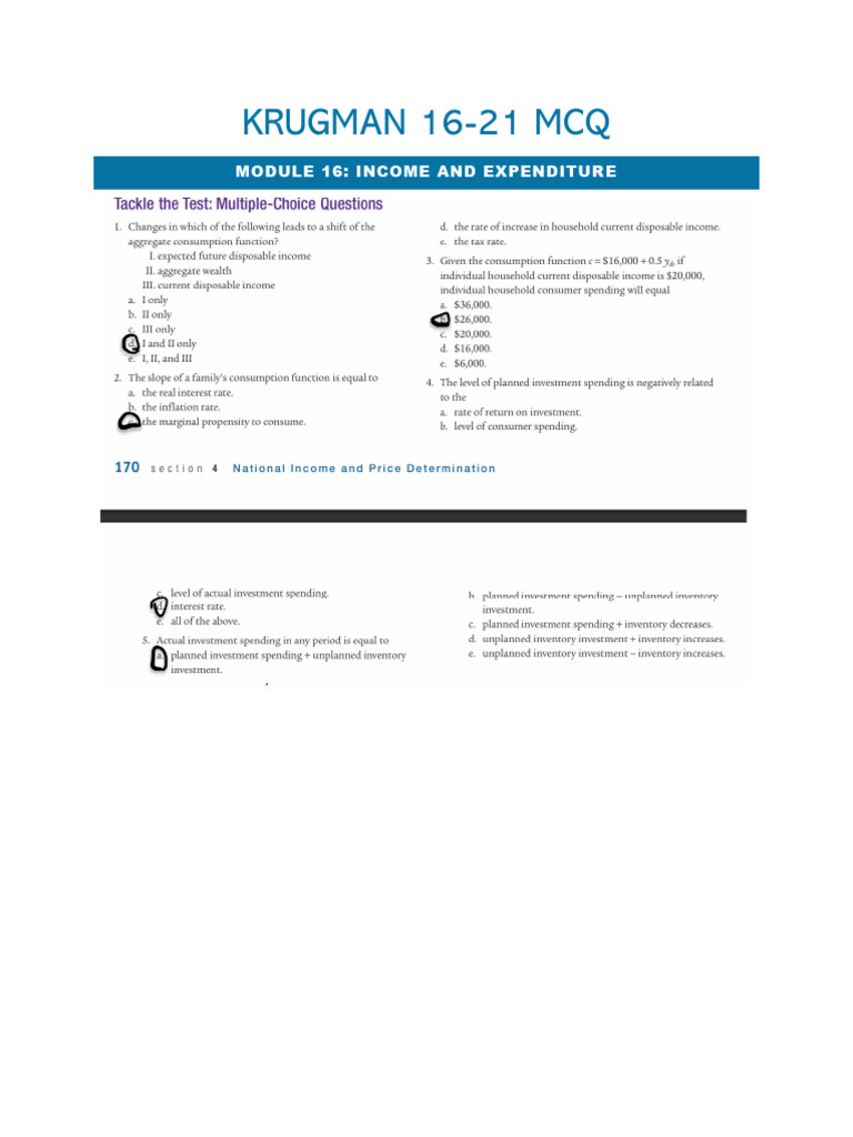 Krugman 16-21 MCQ - PDF Mjin | PDF