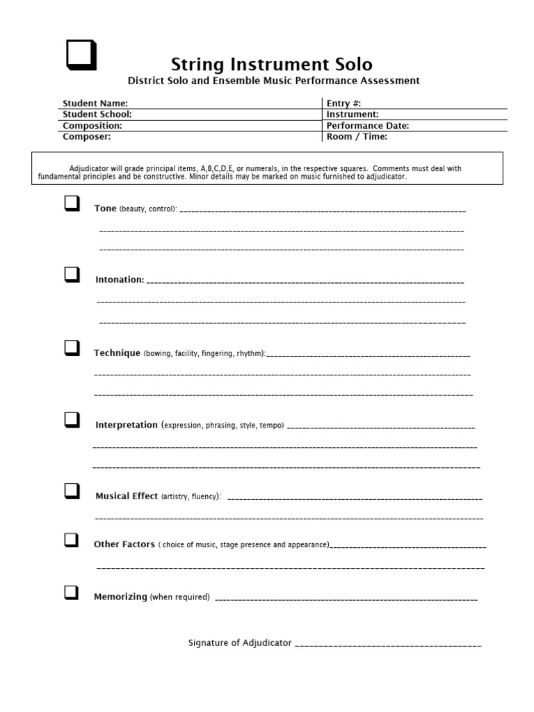 Solo Assessment | PDF | Performing Arts | Elements Of Music