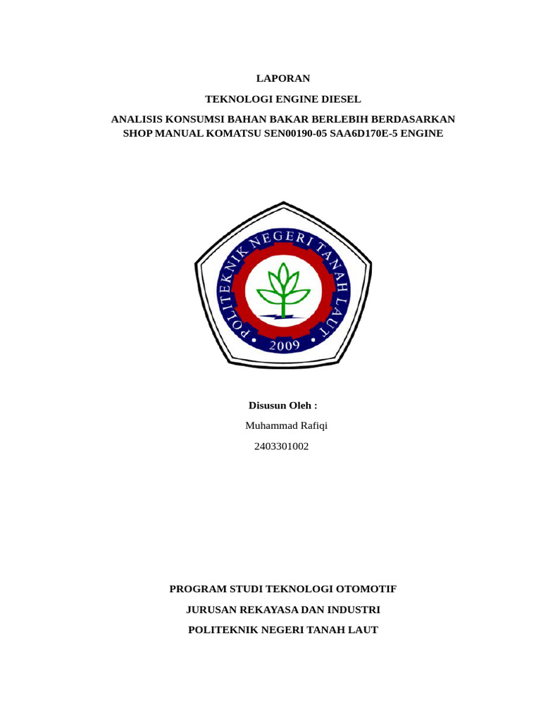Laporan Teknologi Engine Diesel Muhammad Rafiqi | PDF