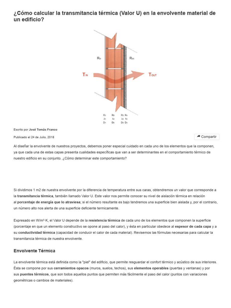 ¿Cómo Calcular La Transmitancia Térmica (Valor U) en La Envolvente ...