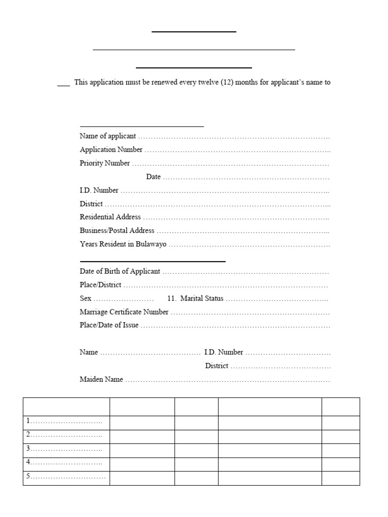 Bulawayo Housing Application Form | PDF