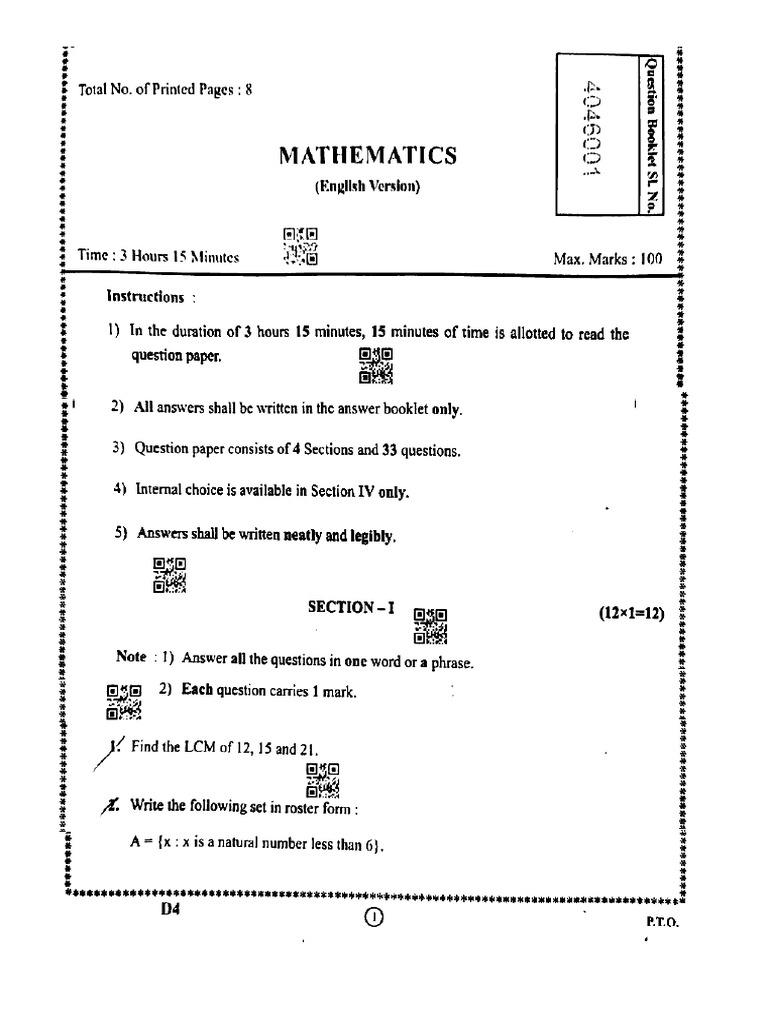 Ap Class 10 Mathematics 15e and 16e 2023 | PDF