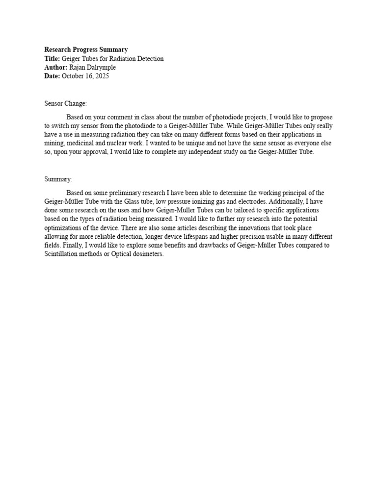 Research Progress Summary | PDF | Applied And Interdisciplinary Physics ...