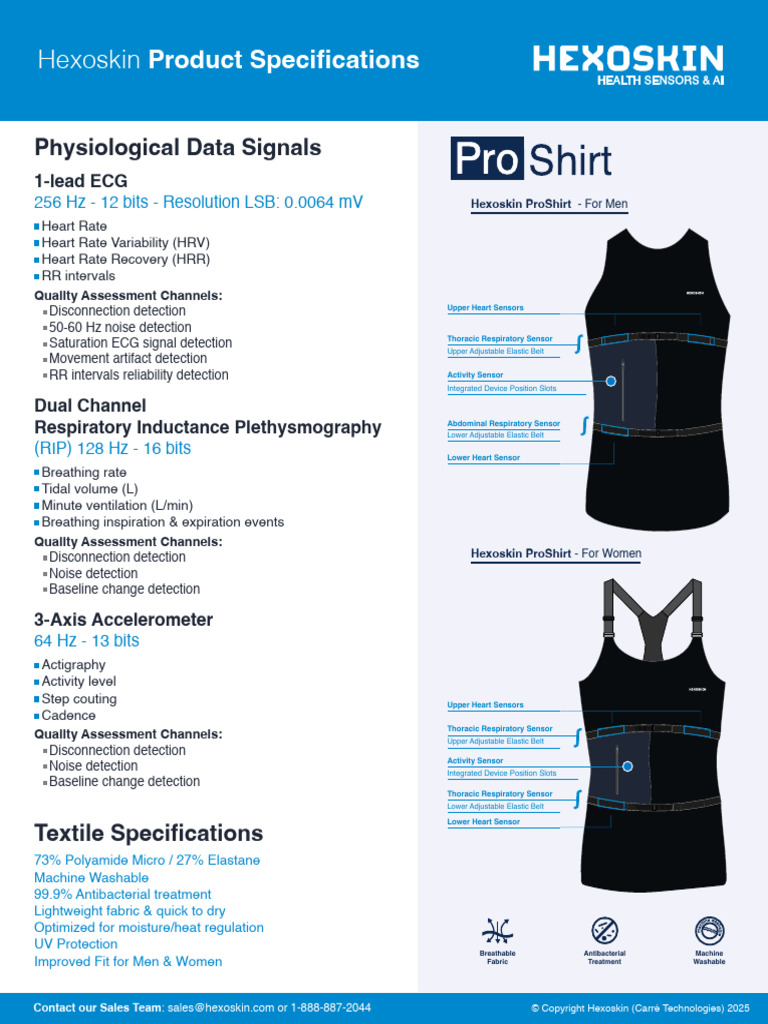 Hexoskin Smart Shirt Specs & Features | PDF | Android (Operating System ...