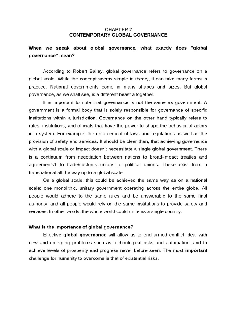 Understanding Global Governance Essentials | PDF | Global Governance ...