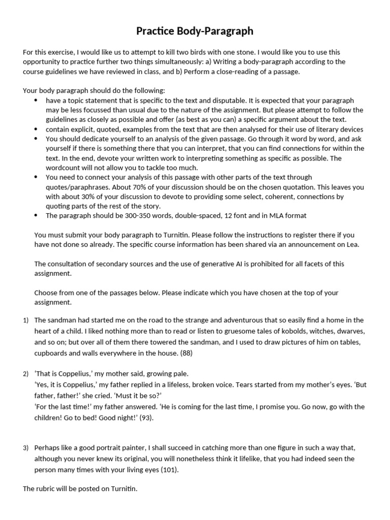 Body Paragraph Writing Practice Guide | PDF