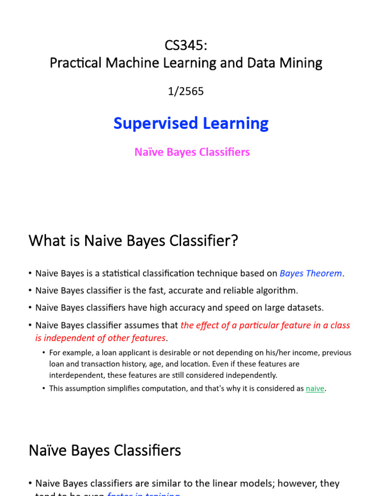8-Supervised Learning - Naive Bayes-2022 | PDF | Statistical ...