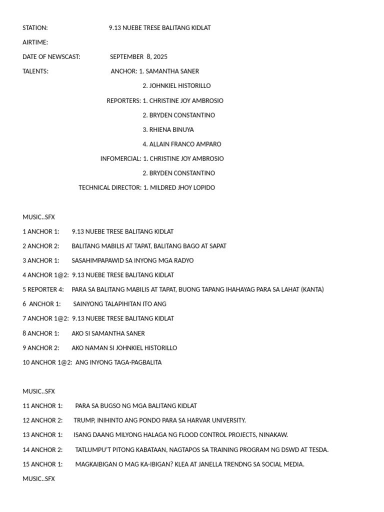 Radio Broad Fil Script | PDF