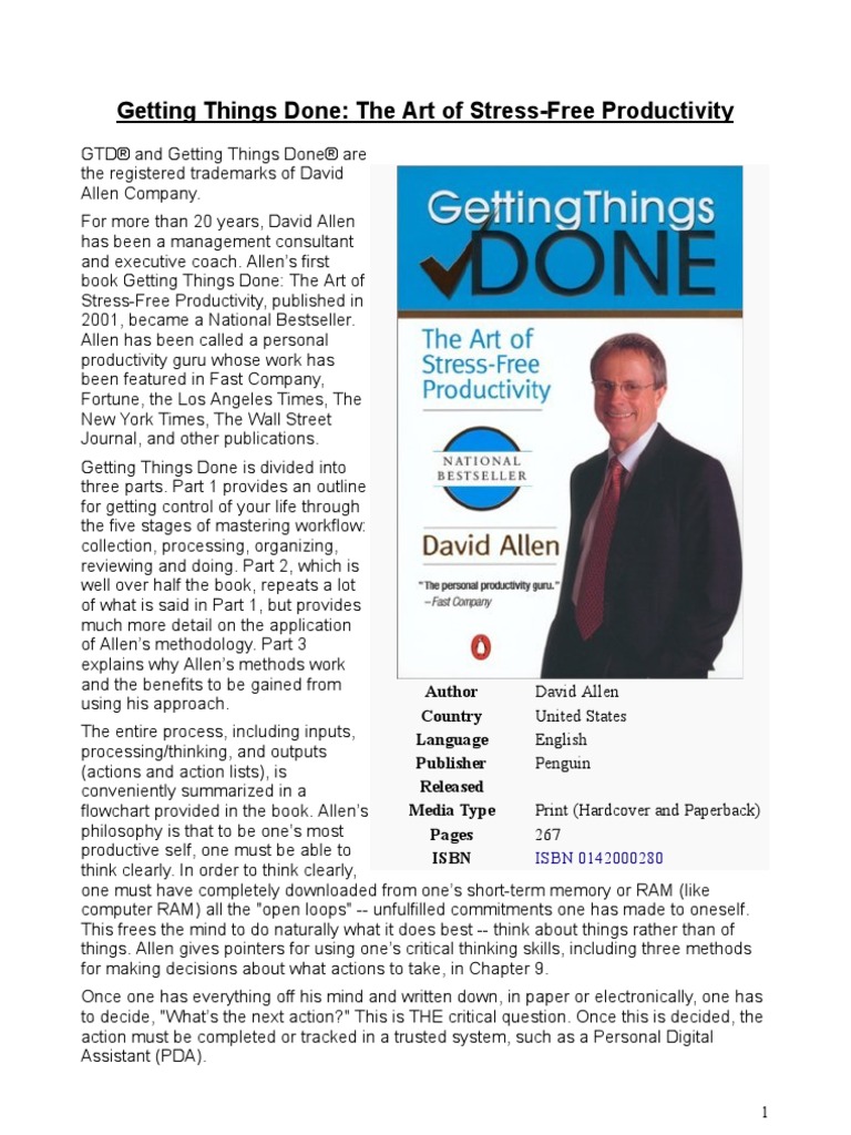 Getting Things Done (Summary) - David Allen | PDF | Brainstorming ...